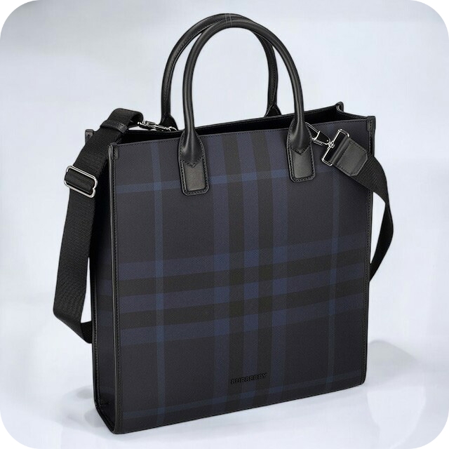 バ−バリ− トートバッグ メンズ ブランド BURBERRY チェック 8074097 ネイビー