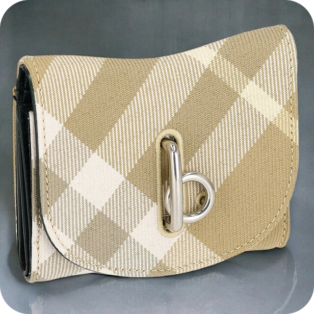 バ−バリ− 三つ折り財布 レディース ブランド BURBERRY チェック 8081783 ベージュ系