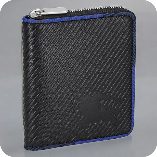 バ−バリ− 二つ折り財布 メンズ レディース ブランド BURBERRY 8088850 ブラック/ブルー