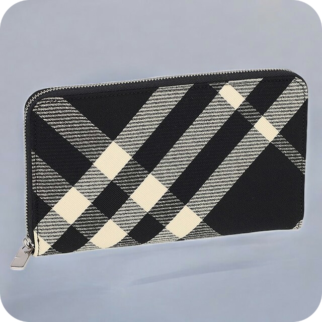 バ−バリ− 長財布 メンズ ブランド BURBERRY チェック 8089510 ブラック/アイボリー