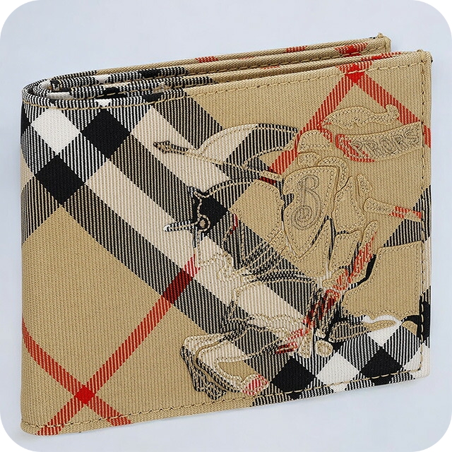 バ−バリ− 二つ折り財布 メンズ ブランド BURBERRY チェック 8097588 ベージュ