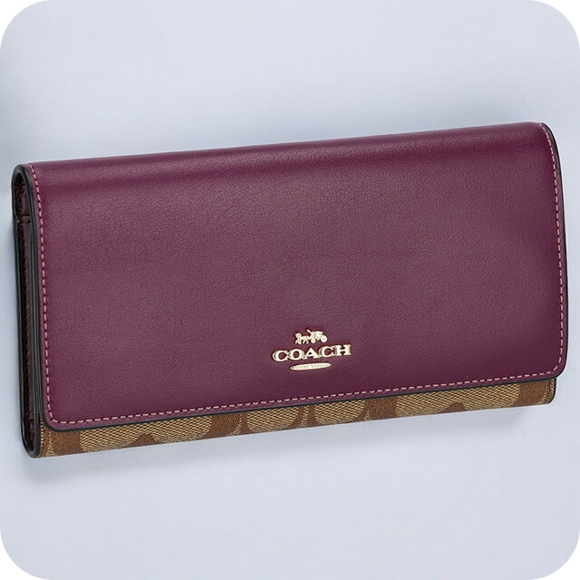 コーチ 長財布 レディース ブランド COACH C5966 IMRSF パープル/ベージュ ウォレット 高級 おしゃれ プレゼント 実用的