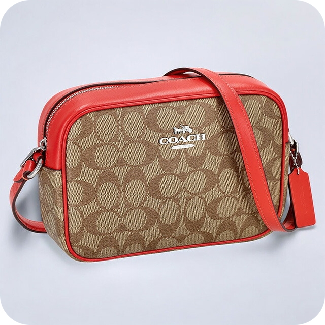 コーチ ショルダーバッグ レディース ブランド COACH シグネチャー レザー CR135 SVUC3 カーキ/マイアミレッド 斜めがけ 高級 おしゃれ プレゼント 女性 実用的 かわいい