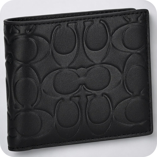 コーチ 二つ折り財布 メンズ ブランド COACH シグネチャー CX139 QB BK ブラック ウォレット 高級 おしゃれ プレゼント 実用的
