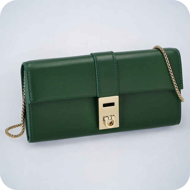 フェラガモ 長財布 レディース ブランド Ferragamo 220668CALF FORGR 775 133 グリーン