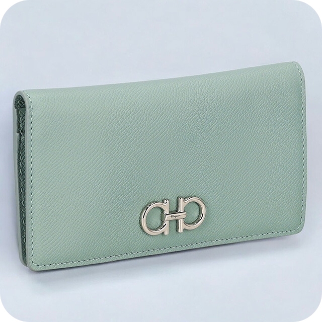 フェラガモ 長財布 レディース ブランド Ferragamo 22D779CALF LUCCH 770 018 ライトグリーン