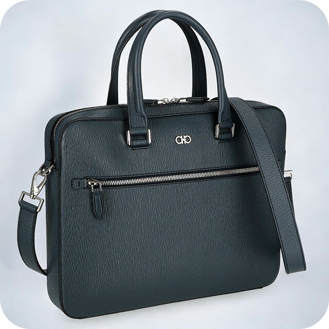 フェラガモ ビジネスバッグ メンズ ブランド Ferragamo 240986CALF MEZZA 757 912 ネイビー