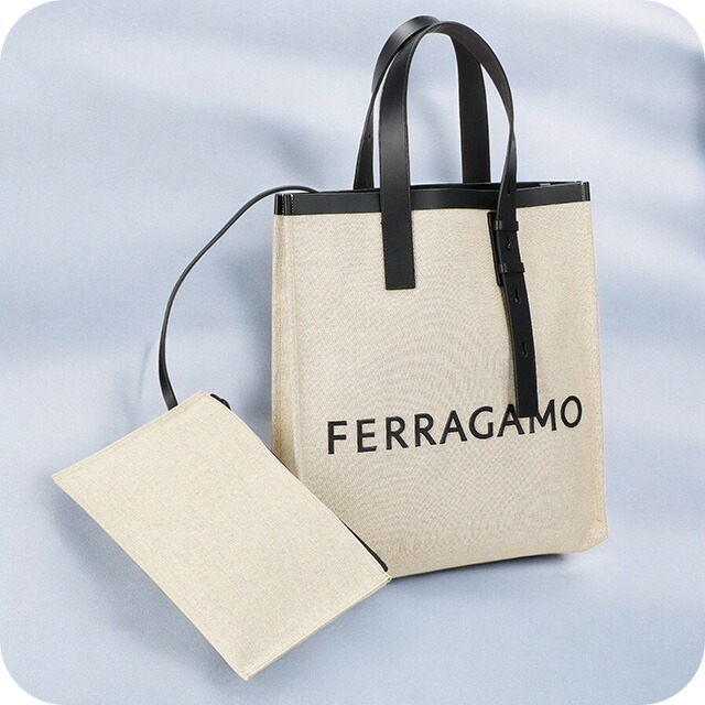 フェラガモ トートバッグ レディース ブランド Ferragamo 241297FABRIC NA NE 764 870 NATURALE ホワイト
