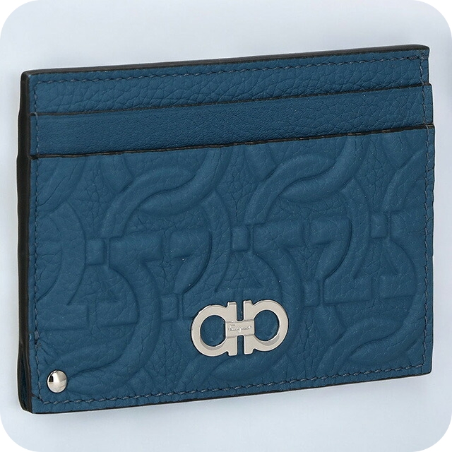 フェラガモ カードケース メンズ ブランド Ferragamo 661121CALF DENIM 758 019 DENIM ブルー