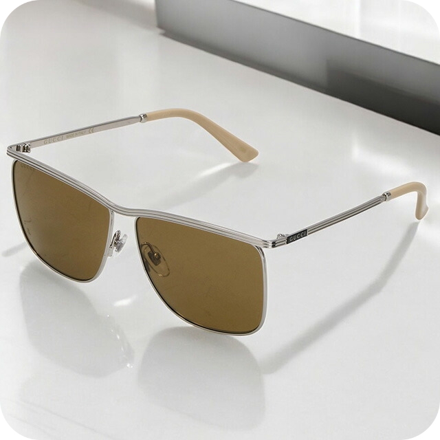 グッチ サングラス メンズ ブランド GUCCI GG0821S シルバー/ブラウン