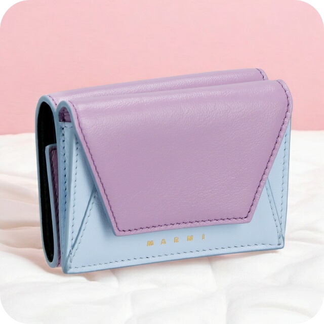 マルニ 三つ折り財布 レディース ブランド MARNI PFMO0056U1-P2644 パープル/ブルー ウォレット 高級 おしゃれ プレゼント 実用的