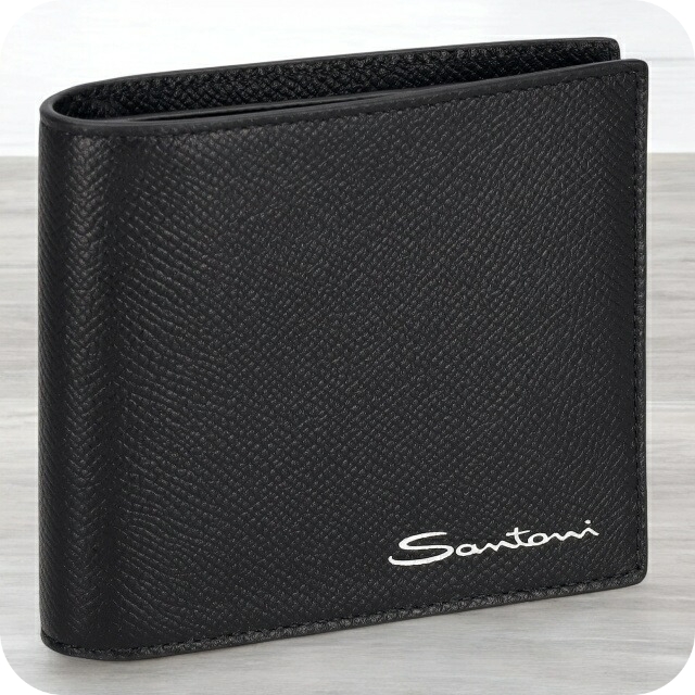 サントーニ 二つ折り財布 メンズ ブランド Santoni UFPPA2375-FOAN ブラック ウォレット 高級 おしゃれ プレゼント 実用的