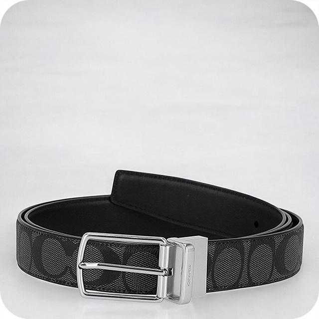 コーチ ベルト メンズ ブランド COACH リバーシブル CQ016 CQ BK チャコール/ブラック