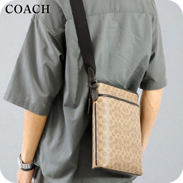 コーチ ショルダーバッグ メンズ ブランド COACH CW227 QBNRX ライトブラウン/ブラック 斜めがけ ブランド 高級 おしゃれ プレゼント 男性 実用的 かっこいい