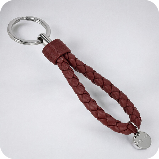 ボッテガ・ヴェネタ キーリング メンズ レディース ブランド BOTTEGA VENETA イントレチャート レザー 113539-V3UN1 レッド 高級 おしゃれ プレゼント 実用的