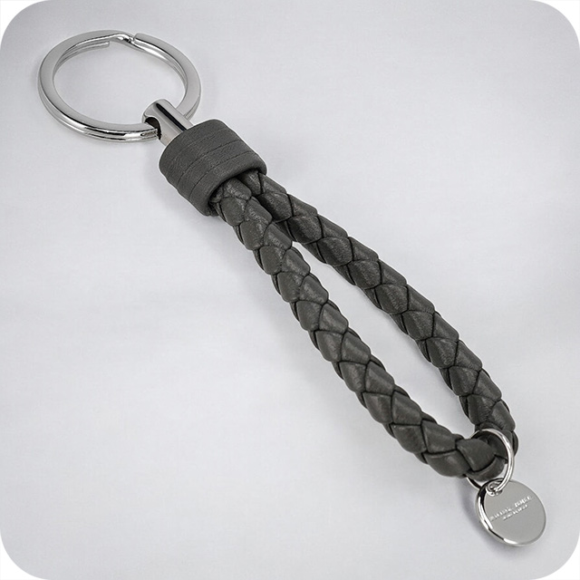 ボッテガ・ヴェネタ キーリング メンズ レディース ブランド BOTTEGA VENETA イントレチャート レザー 113539-V3UN1 グレー 高級 おしゃれ プレゼント 実用的