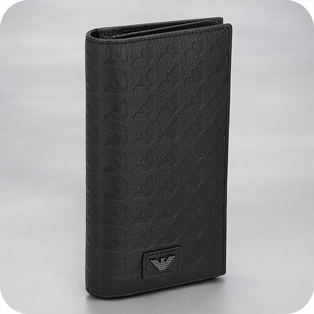 エンポリオ・アルマーニ 長財布 メンズ ブランド EMPORIO ARMANI レザー EM001742-AF14774 ブラック ウォレット 高級 おしゃれ プレゼント 実用的