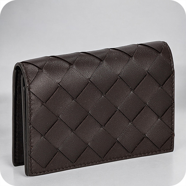 ボッテガ・ヴェネタ 名刺入れ メンズ ブランド BOTTEGA VENETA イントレチャート レザー 593115-V3UH2 ダークブラウン 高級 おしゃれ プレゼント 実用的