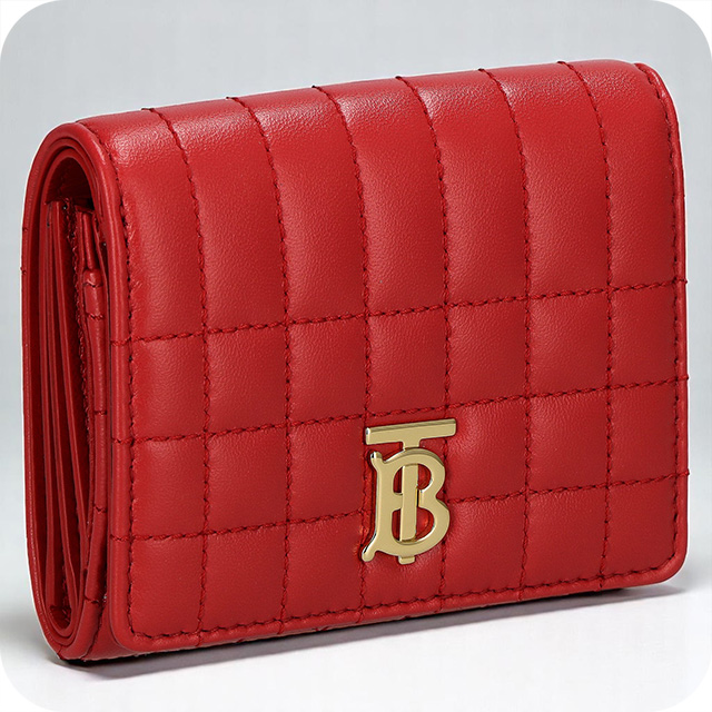 バ−バリ− 三つ折り財布 レディース ブランド BURBERRY 8064824 レッド ウォレット 高級 おしゃれ プレゼント 実用的