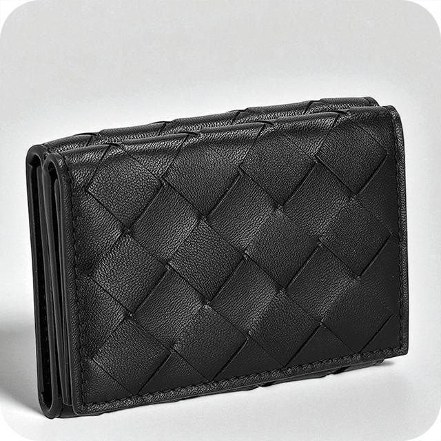 ボッテガ・ヴェネタ 三つ折り財布 レディース ブランド BOTTEGA VENETA 609285-V3UH1 8803 ブラック ウォレット 高級 おしゃれ プレゼント 実用的