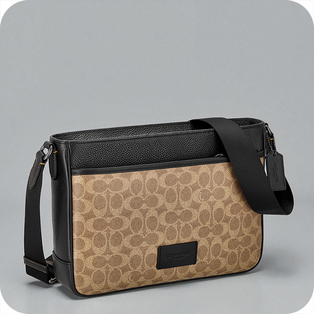 コーチ ショルダーバッグ メンズ ブランド COACH レザー CY824 QBNRX ライトブラウン/ブラック 斜めがけ ブランド 高級 おしゃれ プレゼント 男性 実用的 かっこいい