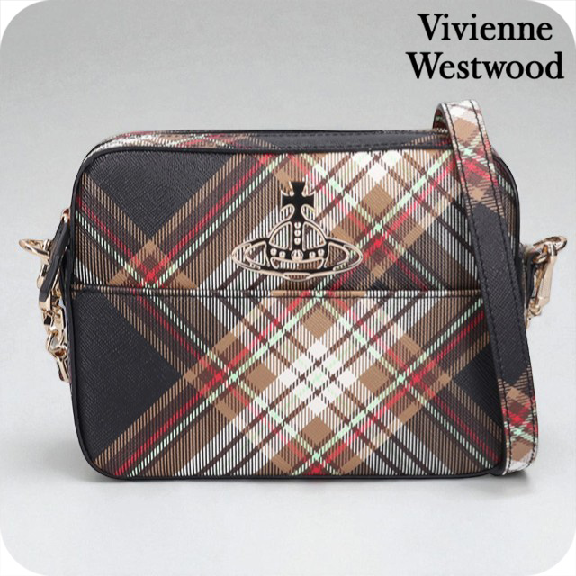ヴィヴィアン ウエストウッド ショルダーバッグ レディース ブランド Vivienne Westwood ダービー クロスボディ 4304006YU D101 TARTAN BROWN BLACK バッグ ビビアン 斜めがけ 高級 おしゃれ プレゼント 女性 実用的 かわいい
