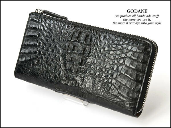 ゴダン GODANE  Njcw8093cp Black カイマンクロコ ラウンド長財布