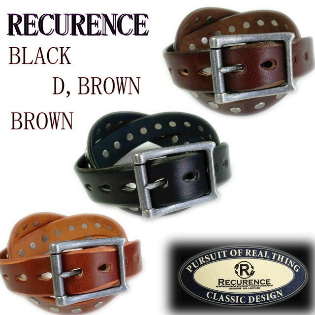 recurrence リクレンス 35mmシングルスタッズベルト HA0341N 1905057 tcy34