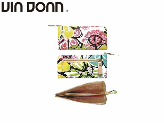 Viadoan ヴィアドアン Alice アリス 牛革 花柄型押し L字ファスナー 長財布 151 via45