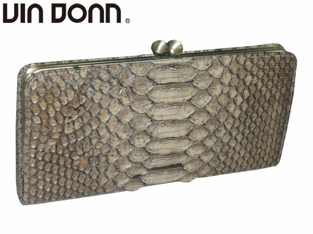 Viadoan ヴィアドアン ヘビ革 牛革 アンティークパイソン がま口長財布 475 via45