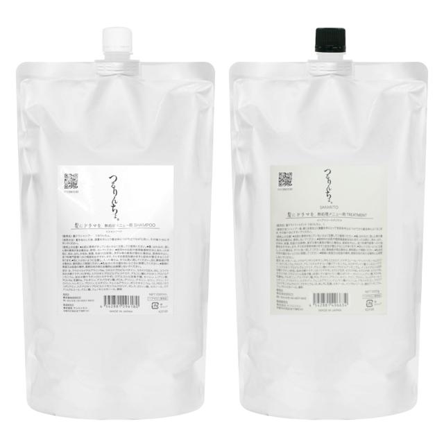[セット]髪にドラマを。 つるりんちょ。シャンプー 詰替 1000ml+トリートメントSARARITO 詰替 1000g[レフィル/詰め替え]熱処理メニュー専用シャンプートリートメント クレンジングシャンプー[送料無料](6059170-set2)