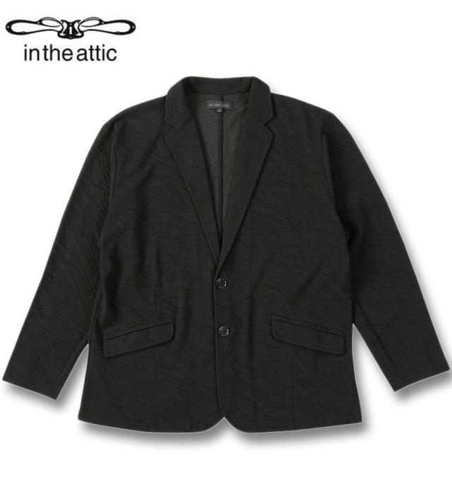 大きいサイズ in the attic バイアス 膨れジャガード 2B ジャケット ブラック 3L 4L 5L 6L/1258-5364-2-108