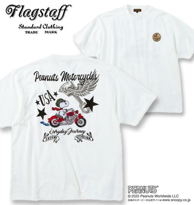 大きいサイズ FLAGSTAFF×PEANUTS スヌーピーコラボ 半袖 Tシャツ ホワイト 3L 4L 5L 6L 8L/1278-5227-1-108