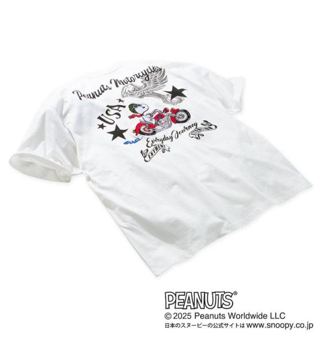 大きいサイズ FLAGSTAFF×PEANUTS スヌーピーコラボ 半袖 Tシャツ ホワイト 3L 4L 5L 6L 8L/1278-5227-1-108