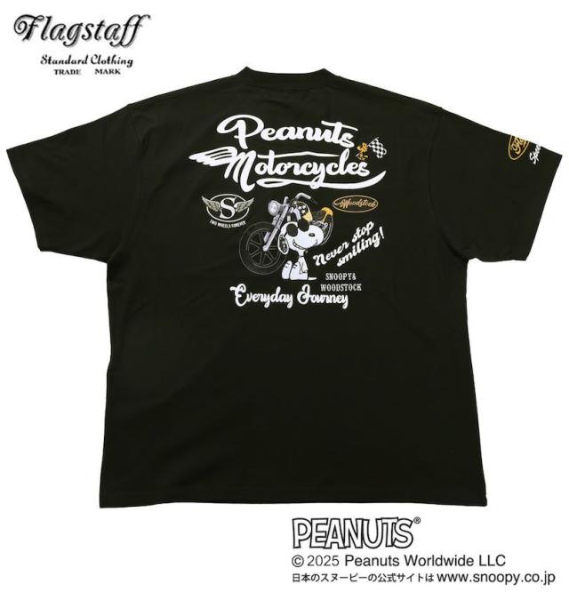 大きいサイズ FLAGSTAFF×PEANUTS スヌーピーコラボ 半袖 Tシャツ ブラック 3L 4L 5L 6L 8L/1278-5596-2-108