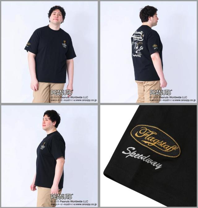 大きいサイズ FLAGSTAFF×PEANUTS スヌーピーコラボ 半袖 Tシャツ ブラック 3L 4L 5L 6L 8L/1278-5596-2-108