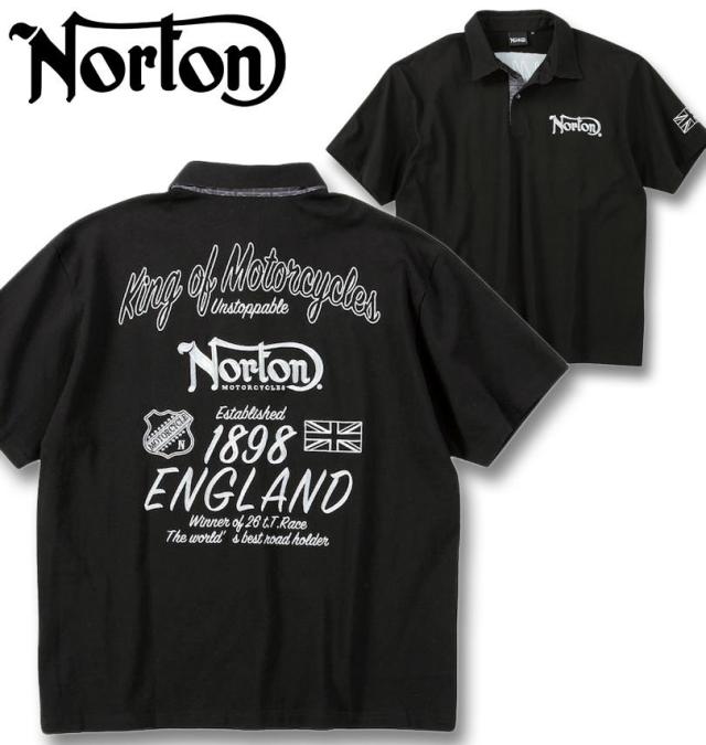 大きいサイズ Norton ノートン 半袖 ポロシャツ ブラック×シルバー 3L 4L 5L 6L 8L/1278-5504-2-110