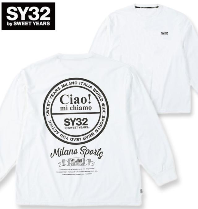 大きいサイズ SY32 by SWEET YEARS サークルロゴ 長袖 Tシャツ ホワイト 3L 4L 5L 6L/1278-5601-1-110