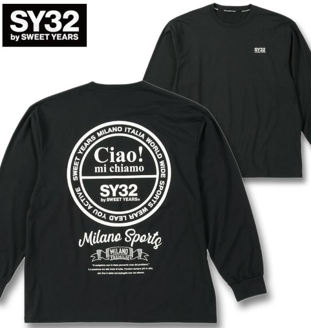 大きいサイズ SY32 by SWEET YEARS サークルロゴ 長袖 Tシャツ ブラック 3L 4L 5L 6L/1278-5601-2-110