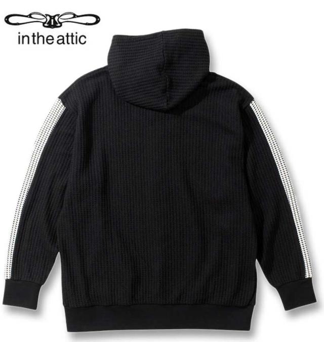 大きいサイズ in the attic ビッグワッフル 切替 フルジップ パーカー ブラック 3L 4L 5L 6L/1258-4372-2-118