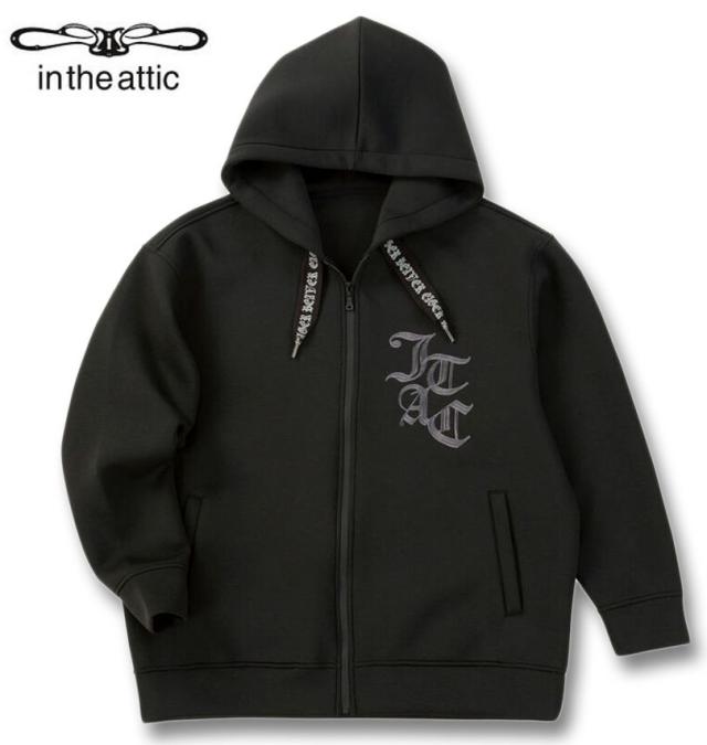 大きいサイズ in the attic ダイバーボンディング フルジップ パーカー ブラック 3L 4L 5L 6L/1258-5363-2-118