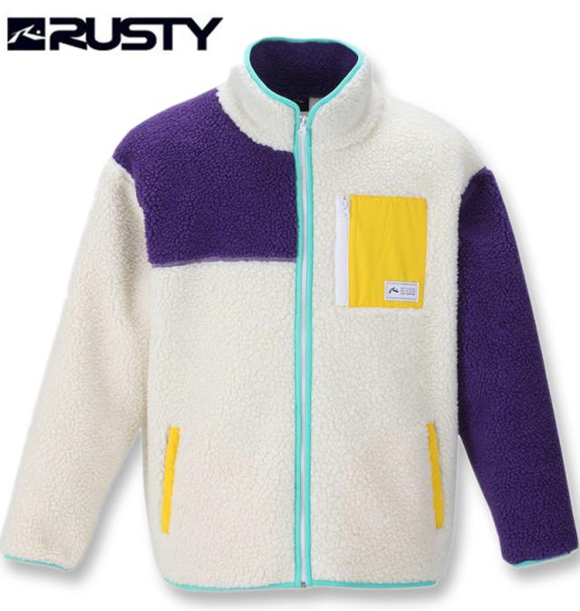 大きいサイズ RUSTY シェルパフリーストラックジャケット オフホワイト 3L 4L 5L 6L 8L/1273-2370-1-118