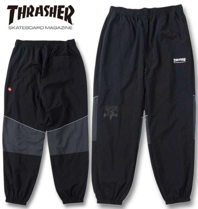大きいサイズ THRASHER ナイロンワッシャー 裏メッシュ パンツ ブラック×チャコール 3L 4L 5L 6L/1274-4375-2-118