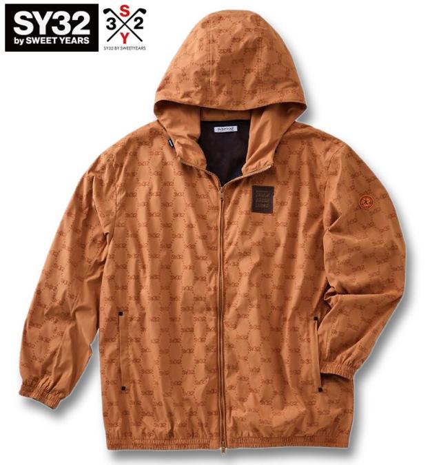 大きいサイズ SY32 by SWEET YEARS ゴルフ フロッキー ウーブンストレッチ フルジップ フーディ ジャケット キャメル 3L 4L 5L 6L/1273-5335-3-320