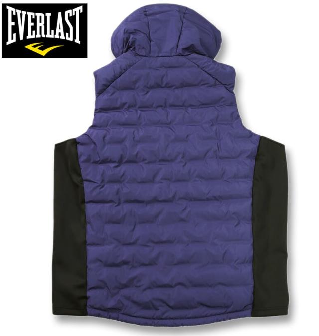 大きいサイズ EVERLAST 脇切替 防風 フード ベスト ネイビー 3L 4L 5L 6L/1273-5391-3-120