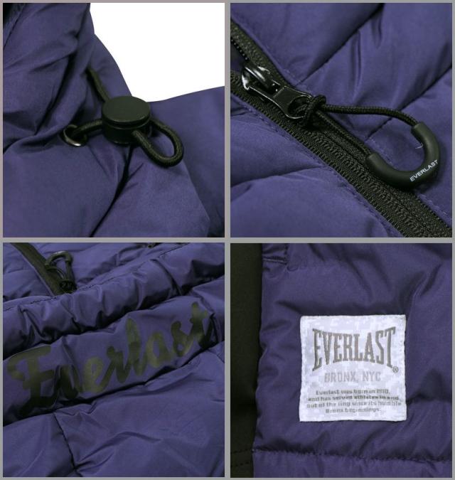 大きいサイズ EVERLAST 脇切替 防風 フード ベスト ネイビー 3L 4L 5L 6L/1273-5391-3-120