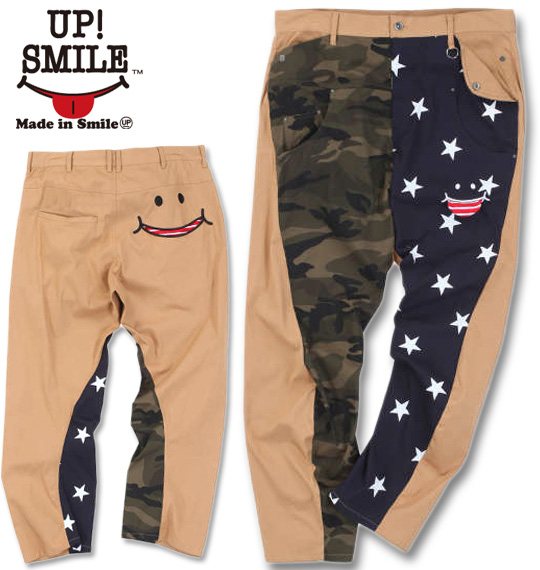 大きいサイズ UP!SMILE クレイジー切替パンツ ベージュ 100cm 110cm 120cm 130cm/1274-0310-2-128
