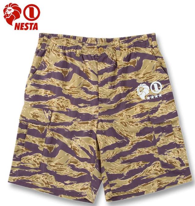 大きいサイズ NESTA BRAND タイガーカモ カーゴ ハーフパンツ サンドタイガーカモ 3L 4L 5L 6L 8L/1274-5281-1-128