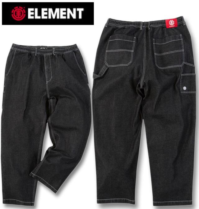 大きいサイズ ELEMENT SHOD デニム ペインターパンツ ブラック 3L 4L 5L 6L/1274-5330-2-128