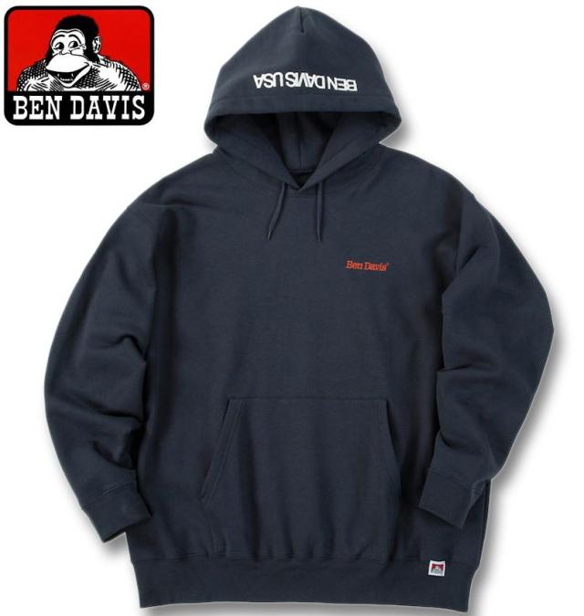 大きいサイズ BEN DAVIS レーベル刺繍 プルパーカー ネイビー 3L 4L 5L 6L/1278-5612-1-128